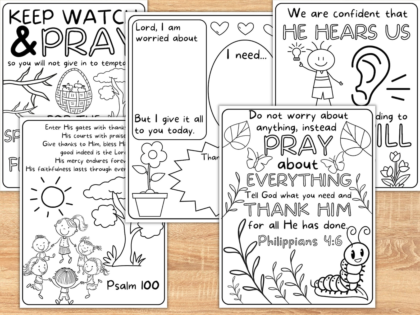 Printable Prayer Coloring Kid's Morning Activity, the Lord's Prayer ...
