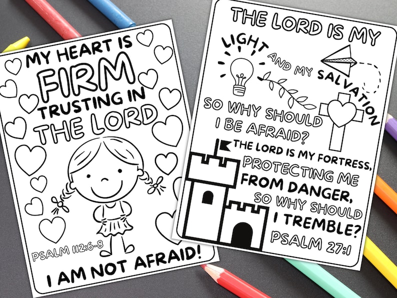 Faith Over Fear Bible Coloring Pages for Children, Coloring Scripture ...