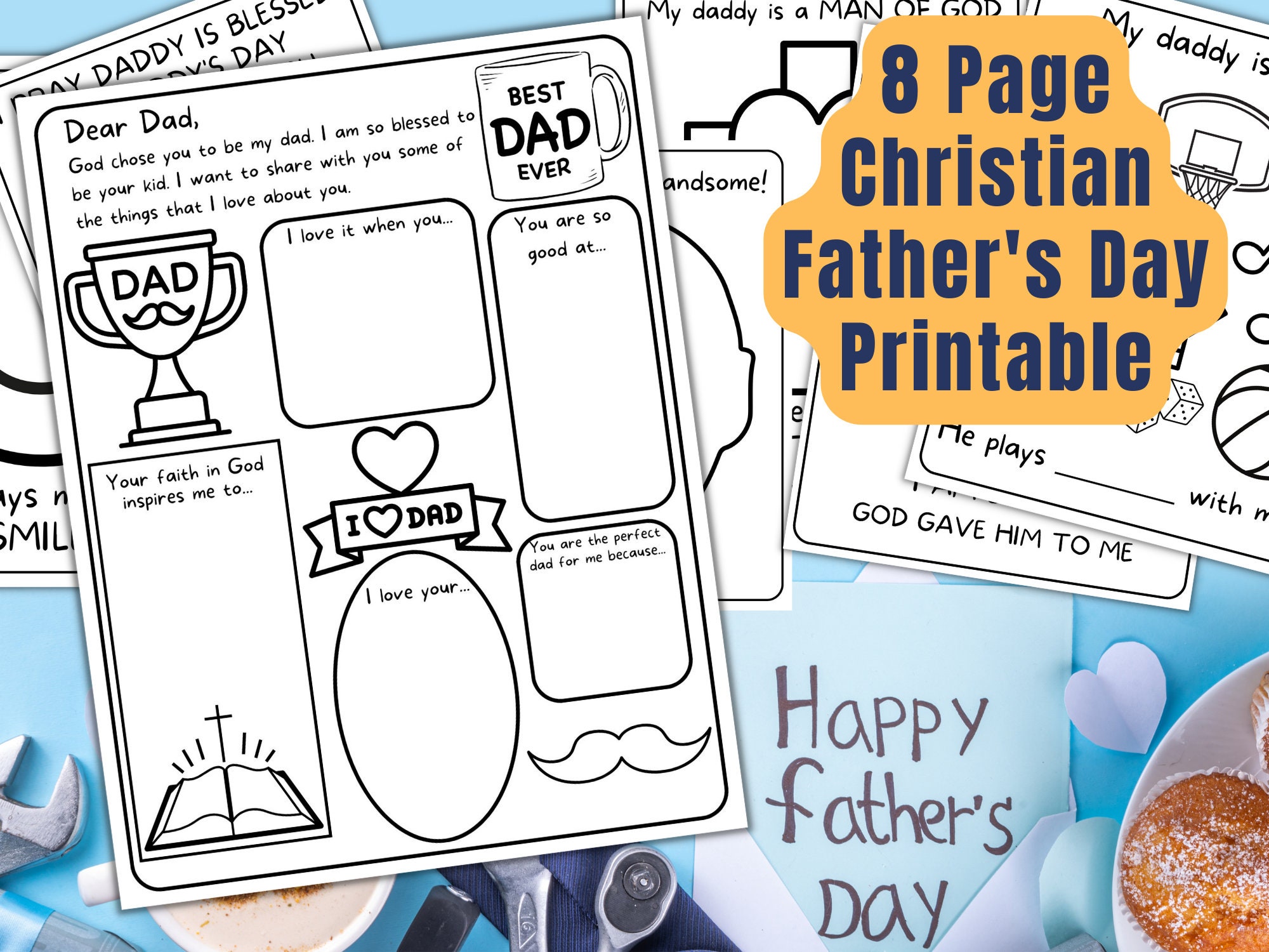 Christian Father's Day Printable for Kids, Faith Gift for Dad From Kids ...