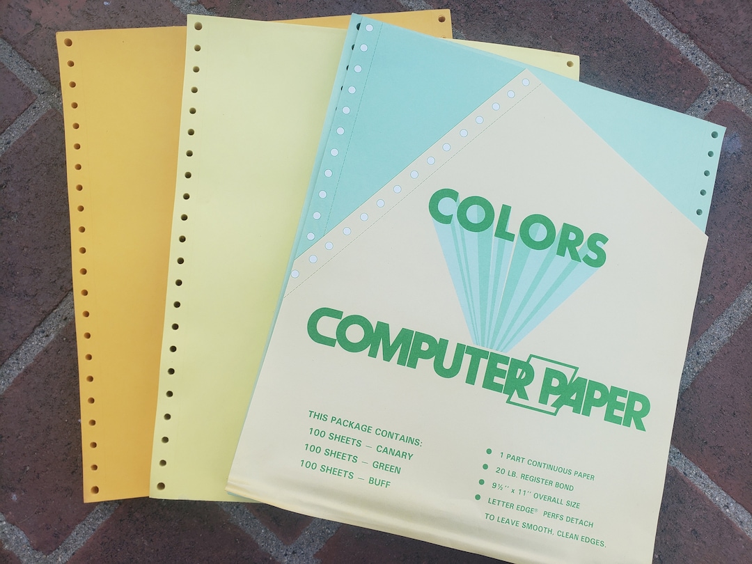 Vintage Colors Computer / Dot Matrix Printer Paper continuous Sheets - Etsy