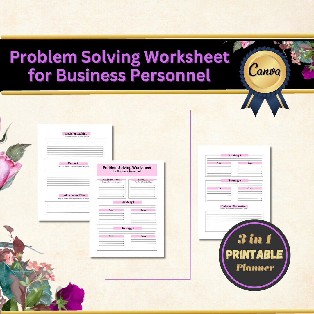 Problem Solving Worksheet for Business Personnel, Solution Focused Problem Solving Pack ,problem ...