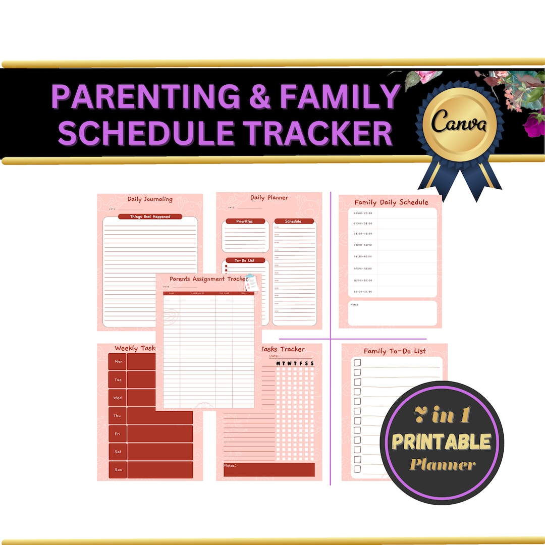 Parenting and Family Schedule Tracker, Family Daily Scheduler, Family ...