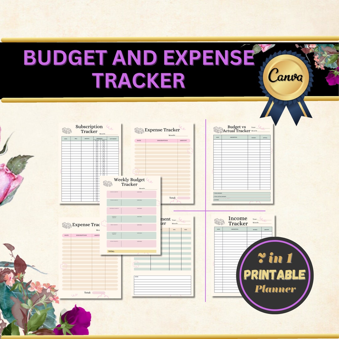 Budget and Expense Tracker, Monthly Budget Spreadsheet, Printable ...