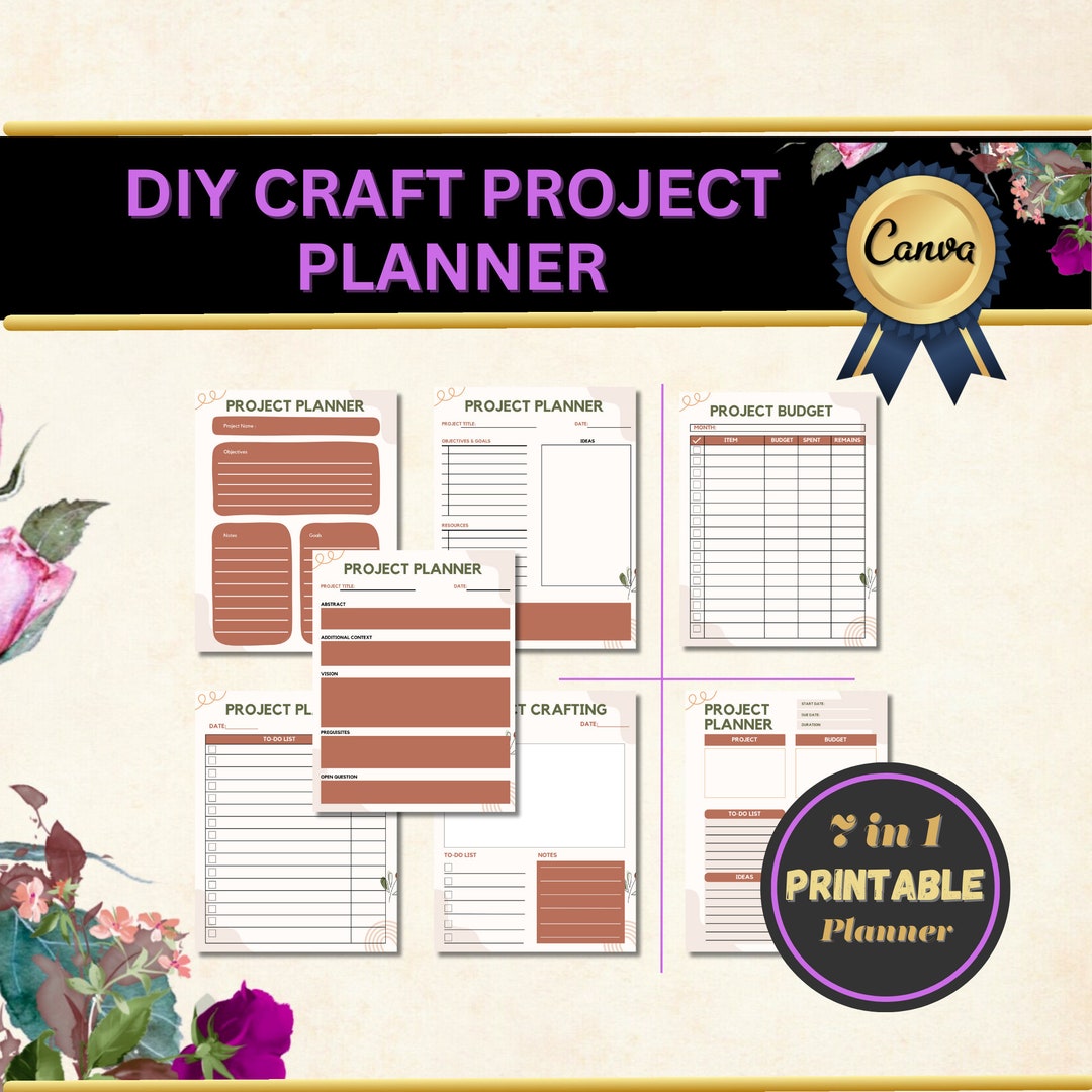 DIY Craft Project Planner, Craft Organizer Planner, Printable Project ...
