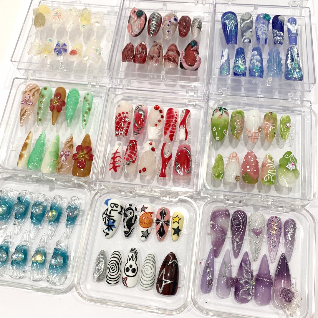 Combo of 3 or 6 Suprised Nail Sets | Random Nail Sets | Press on Nails ...