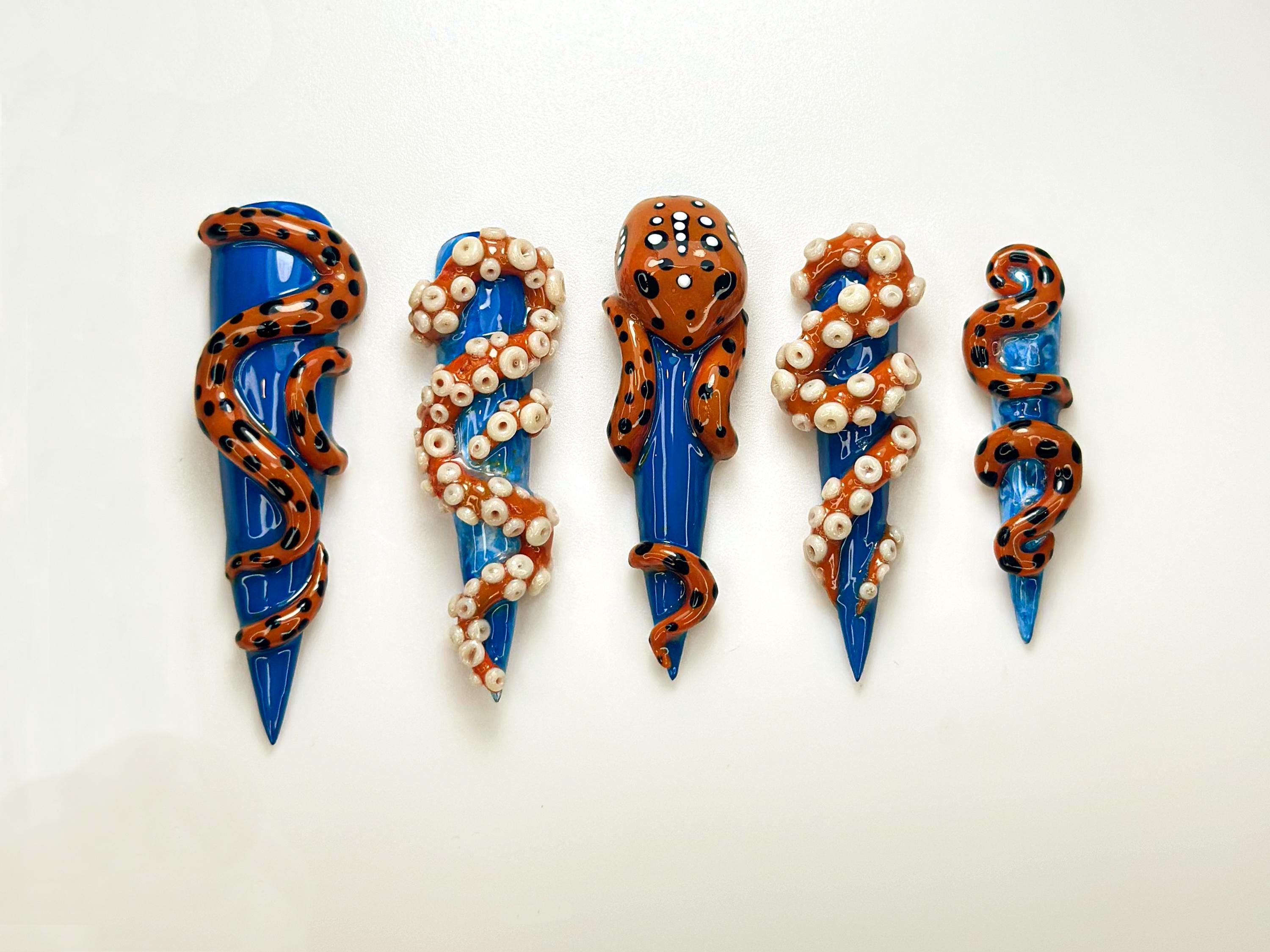 Deep Sea Octopus Press on Nails | 3D Tentacle Nail Art | Blue Ocean ...
