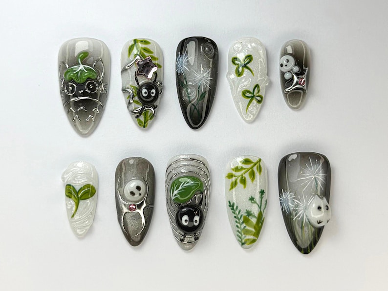 Whimsical Forest Totoro Press-on Nails | Totoro-inspired Handmade ...