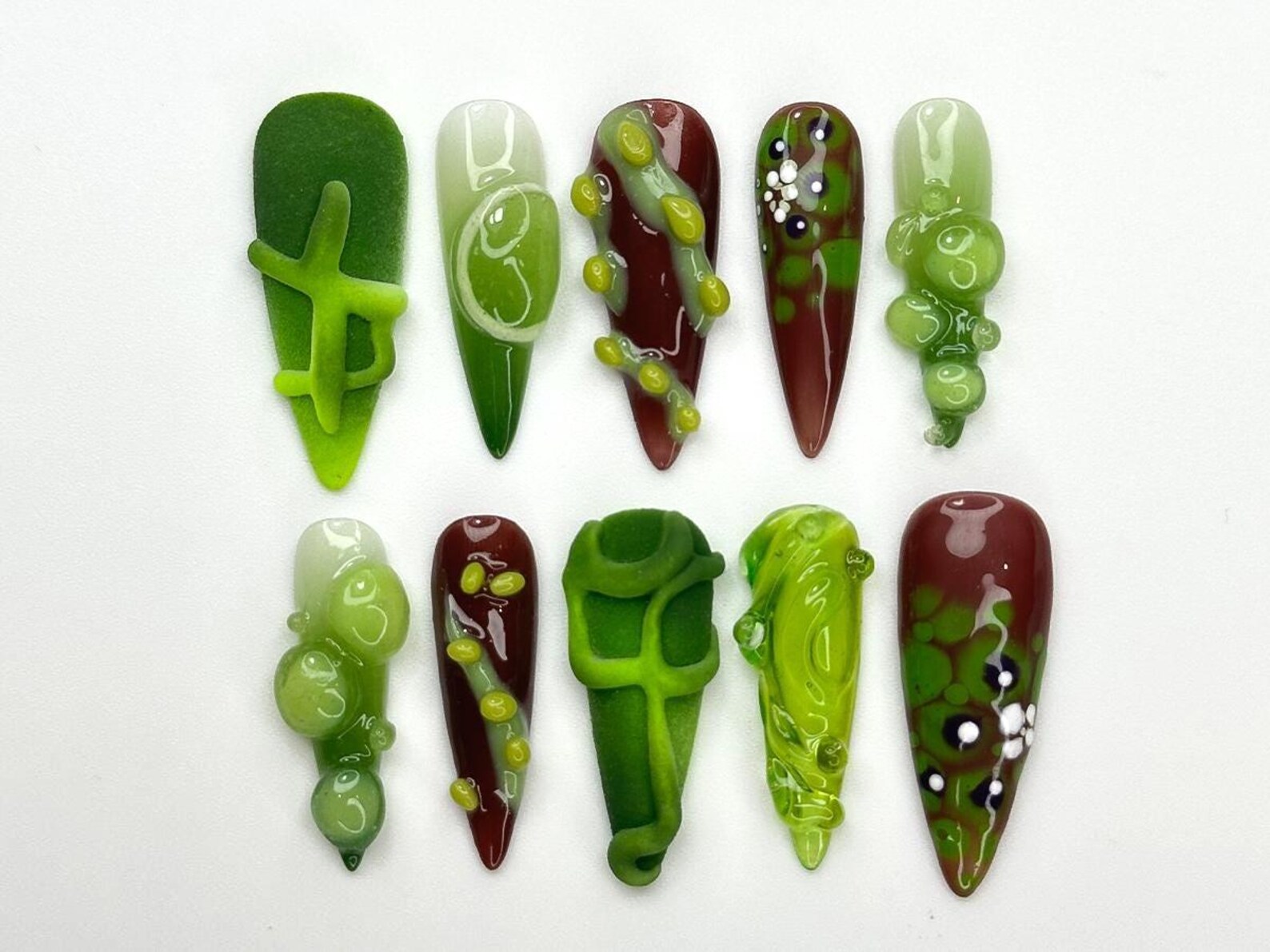 Forest Growth Press on Nails | Botanical 3D Nail Art | Tropical ...