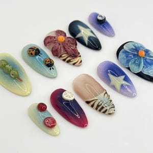 Whimsical Nature Mix Press on Nails | Durable and Stylish False Nails ...