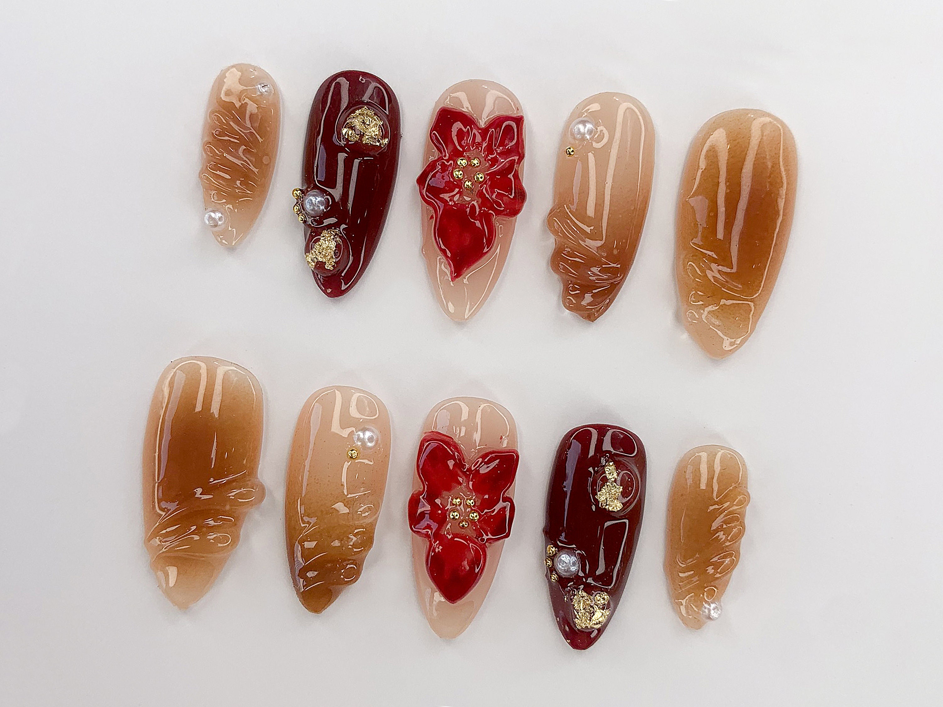 Custom Flower Fairycore Nails | Press on Nails Almond | Dreamy 3D ...