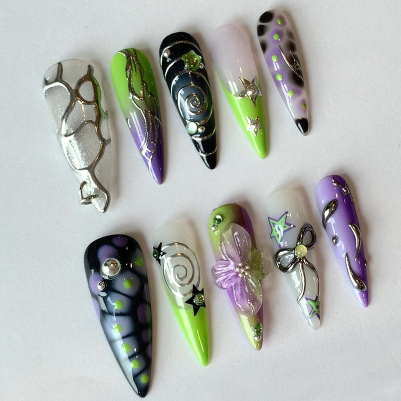 Green Nails - Etsy