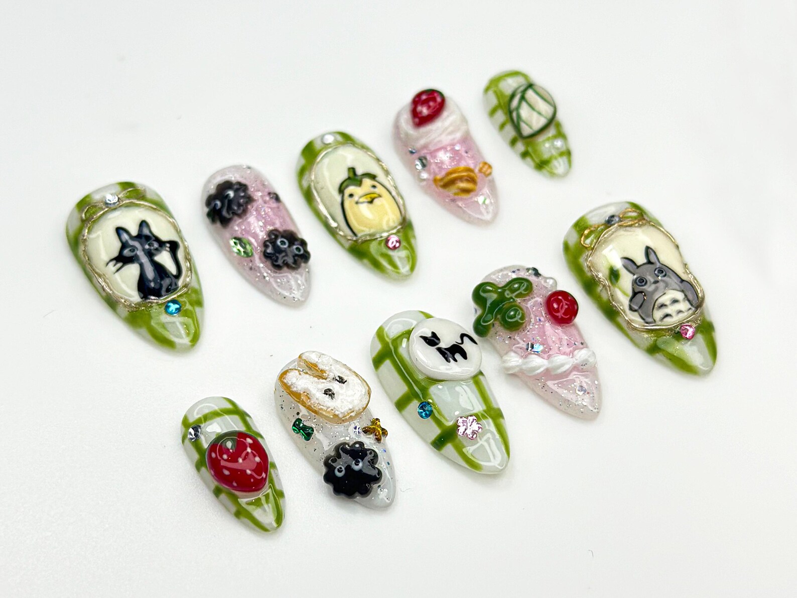 Ghibli Totoro Kawaii Press on Nails | Studio Ghibli Inspired Nail Art ...