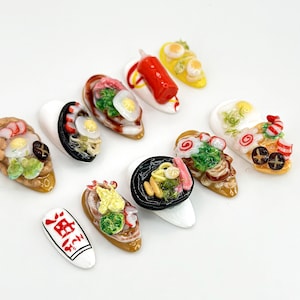 3D Ramen Noodle Press-on Nails | Food-themed Press-on Nails | Japanese ...