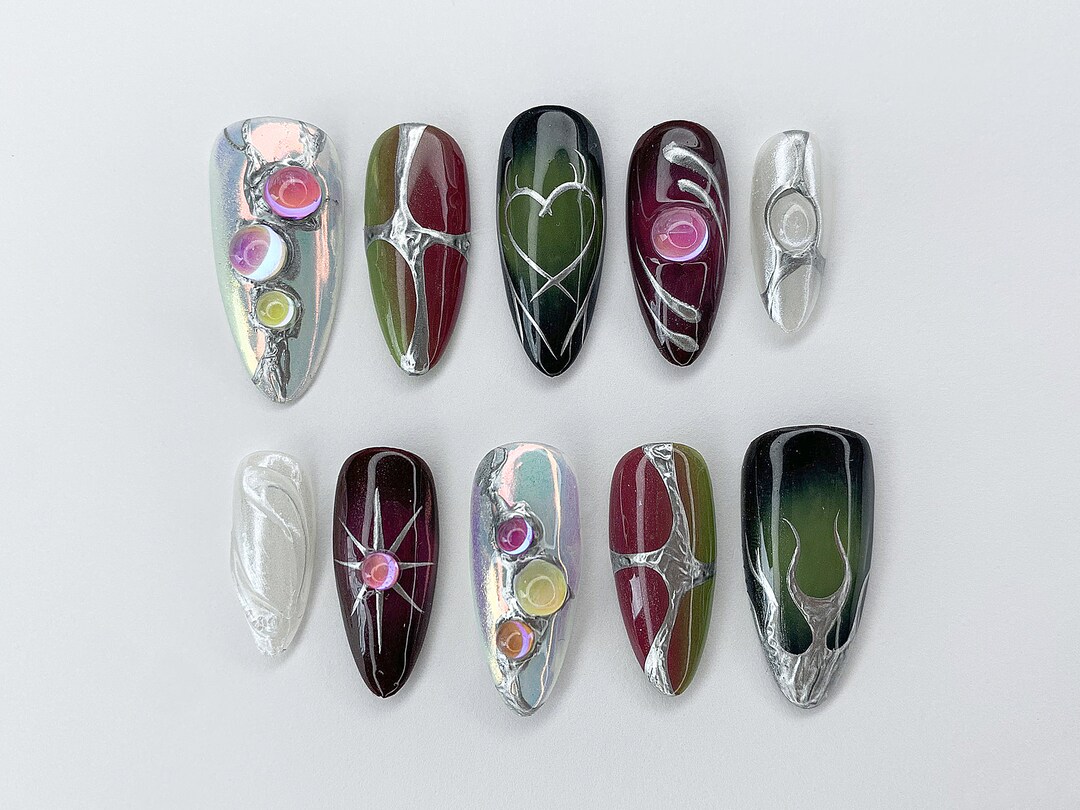 Custom 3D Freestyle Press on Nails | 3D Gel Nails: Trendy Press on ...
