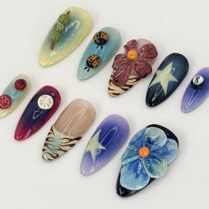 Whimsical Nature Mix Press on Nails | Durable and Stylish False Nails ...