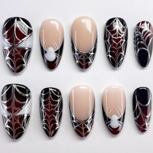 Halloween Spiderman Press on Nails Acubi-style Nails Spider, Spiderweb ...