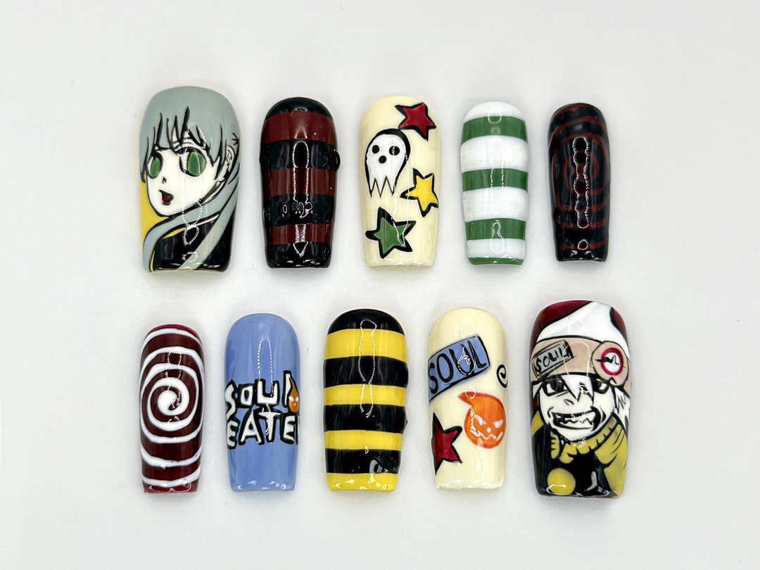 Soul Eater Anime Press-on Nails | Artistic Anime Nails With Iconic ...
