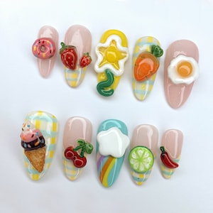 Fun and Whimsical 3D Nail Art Set | Food and Fruit Designs With Eggs ...