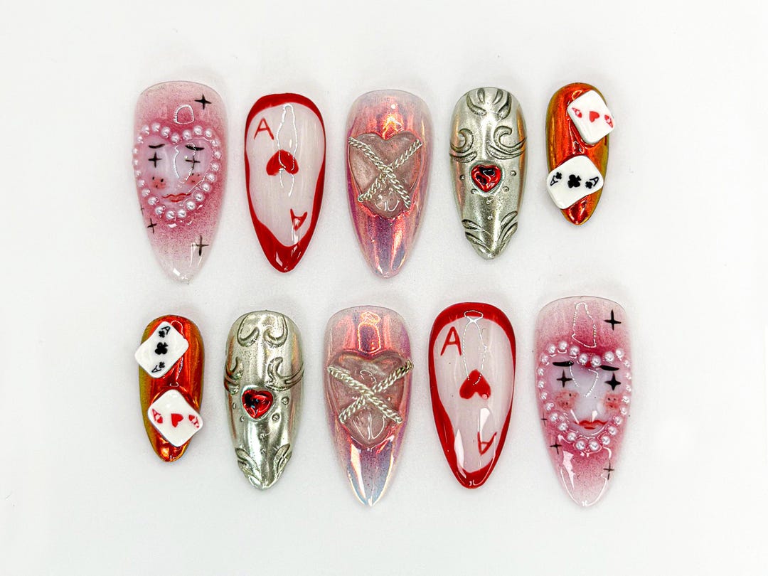 Artistic Clown Poker Themed Nail Art | Bold and Vibrant Carnival ...