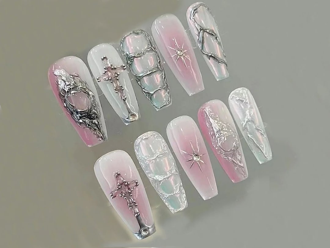 Y2k Press on Nails | Mechanic Press on Nails| Trendy Nails | Bold and ...