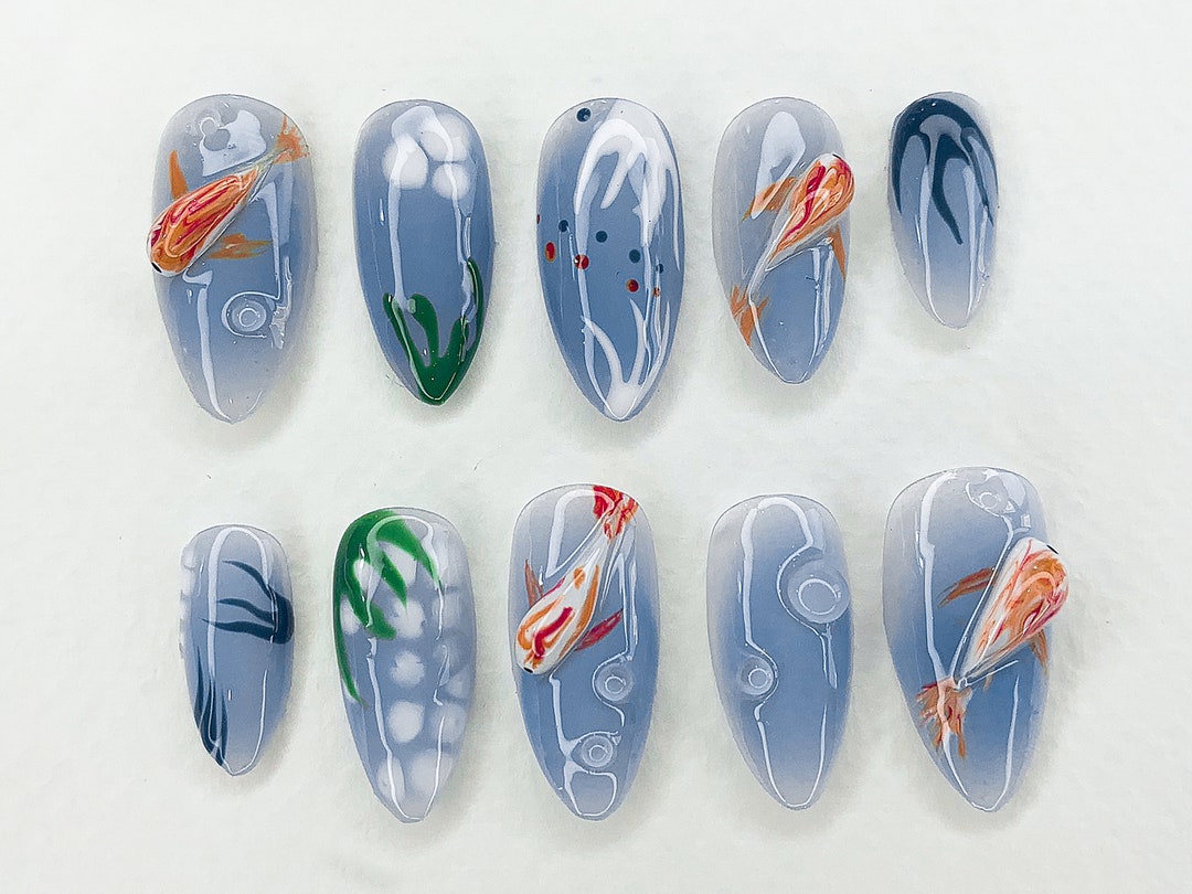Jelly Koi Fish Press on Nails | Dreamy Ocean-inspired Nail Art | Marine ...