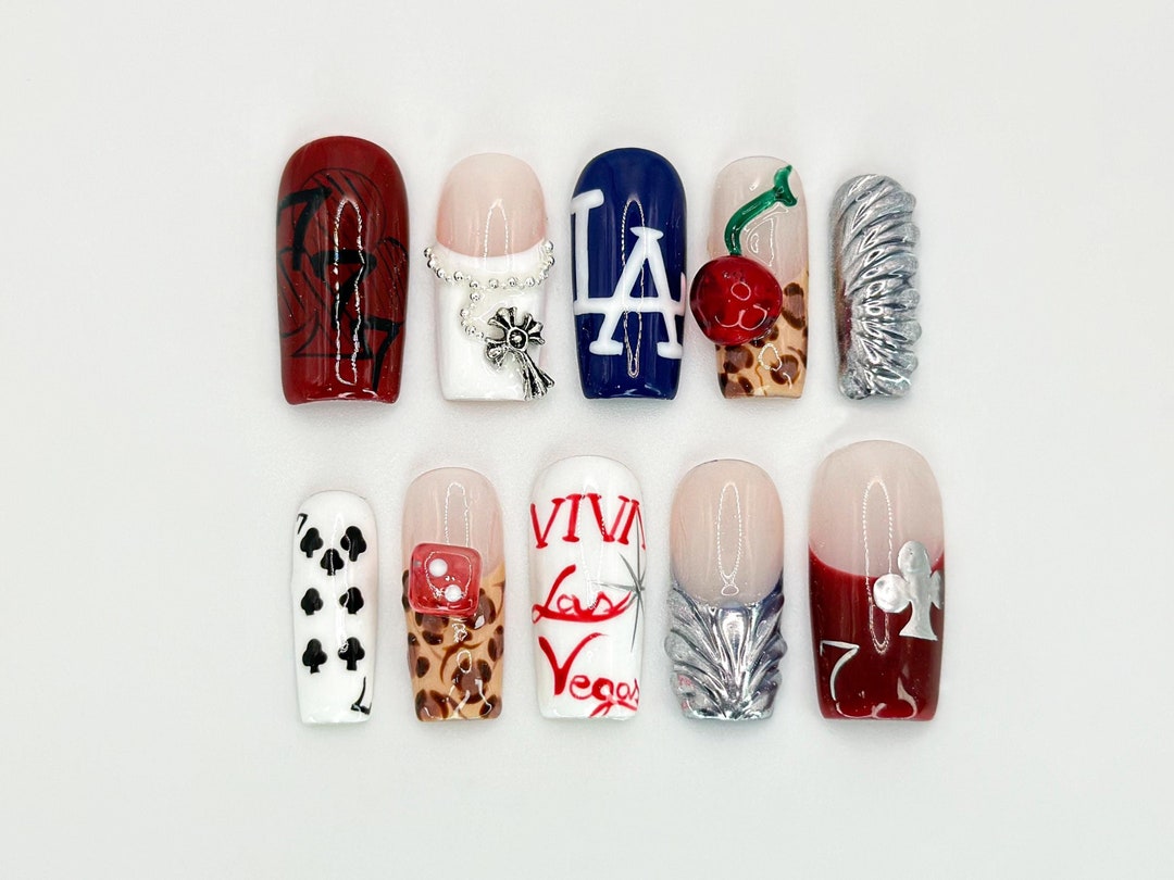 LA Street Vibe Press on Nails | Luxury Nail Art With LA, Dice & Cards ...