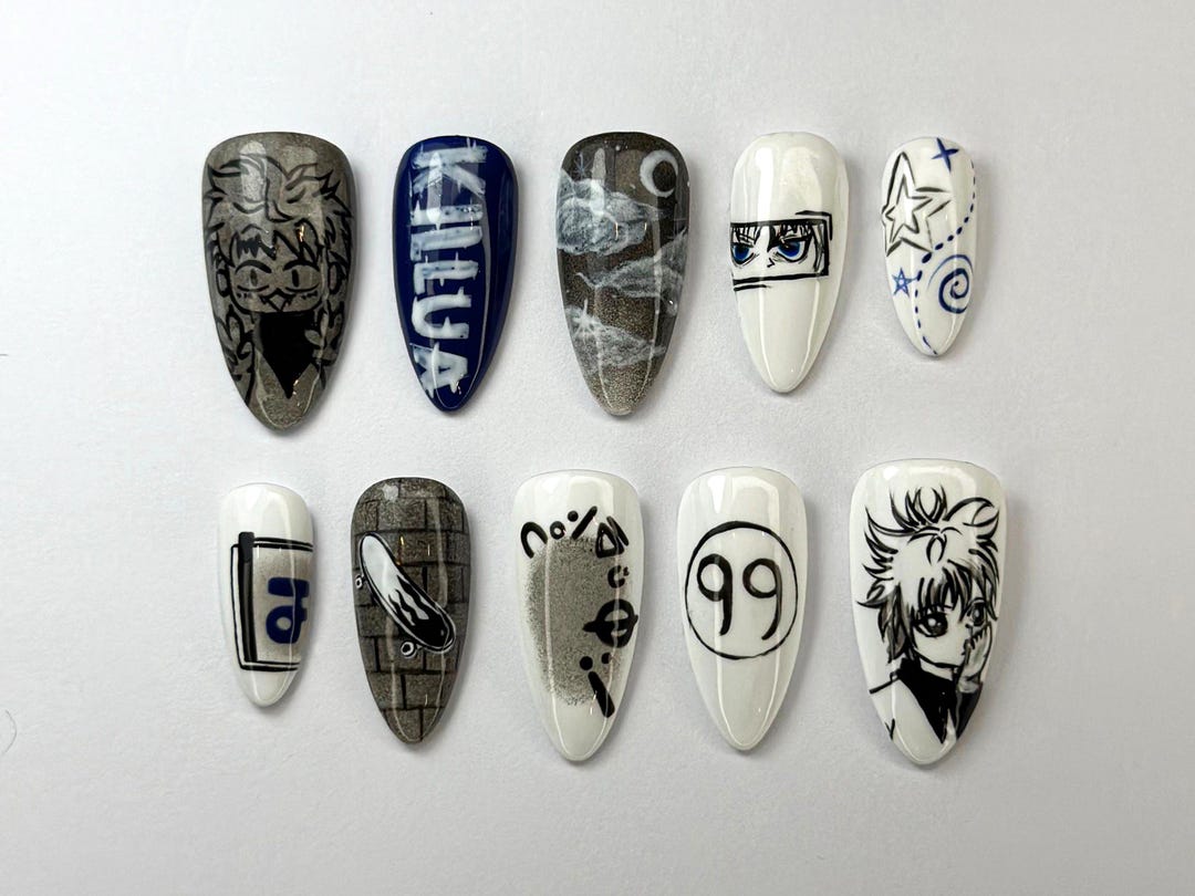 Killua Zoldyck Anime Press on Nails | Hunter X Hunter Nail Art | Unique ...