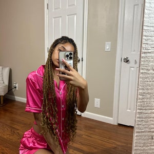 Ladies Hot Pink Pajama Set/customized Pjs/custom Pajamas/bling Pajamas ...