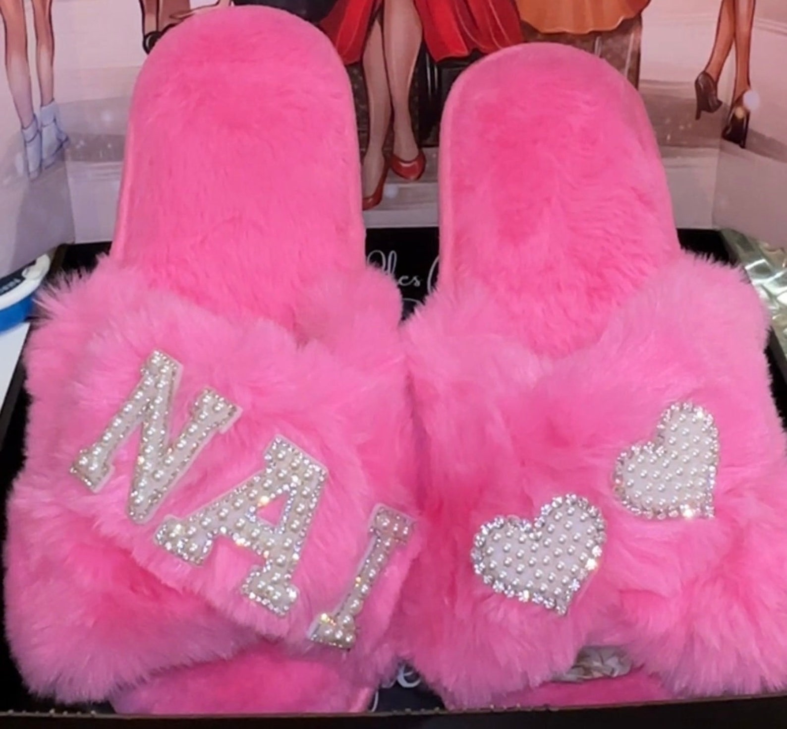 Hot Pink Fuzzy Slippers/hot Pink Fur Slippers/fuzzy House Shoes/fur House Shoes/customized Fur ...