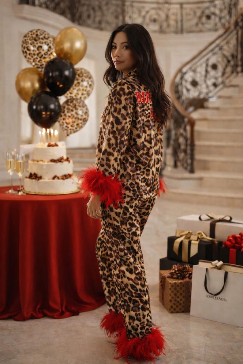 Leopard Pjs/leopard Pajamas/custom Leopard Pjs/cheetah Pjs/birthday ...