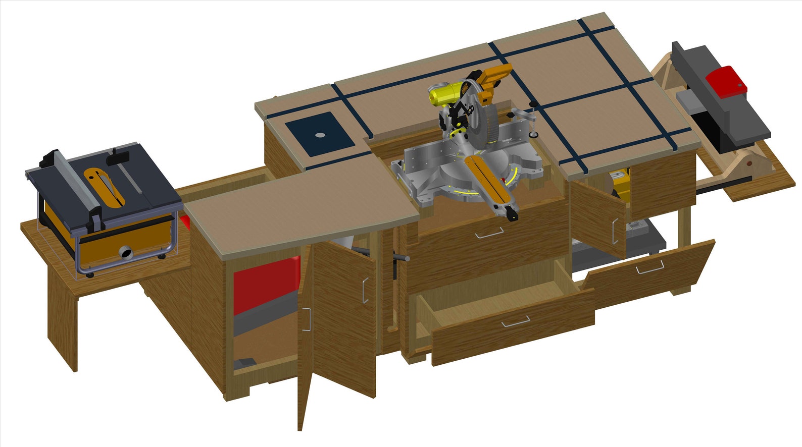 PDF Multitool Mobile Workbench Plans | Miter Saw Flip Top | Table Saw ...