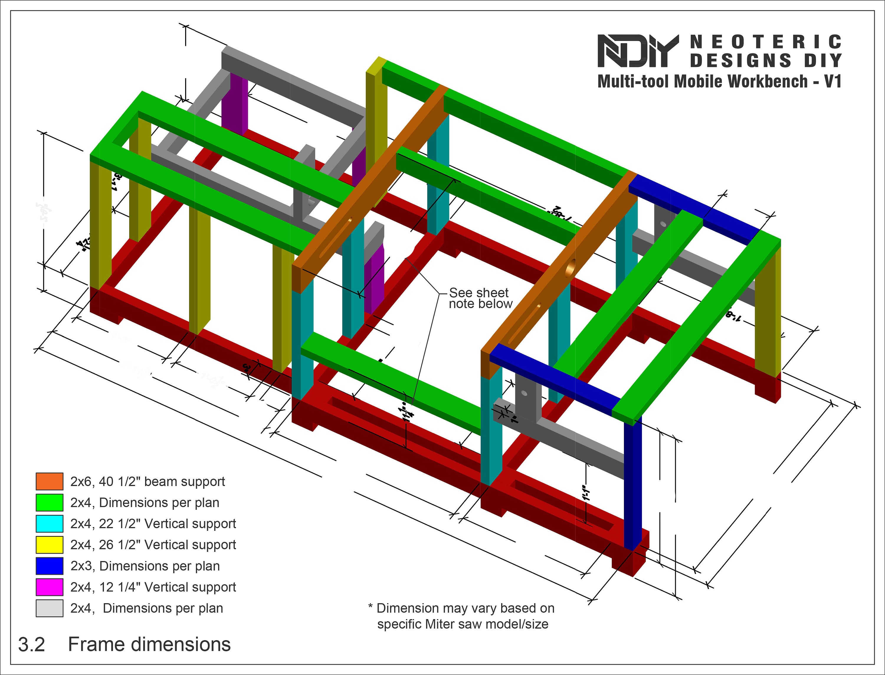 PDF Multitool Mobile Workbench Plans | Miter Saw Flip Top | Table Saw ...