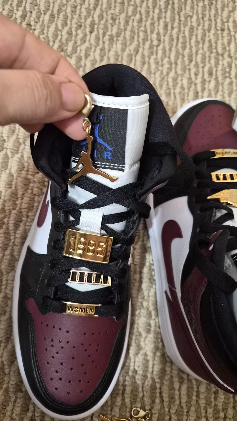 Nike Air Jordan 1 SE Women Sneakers Black Red Gold 1985 Charm High Top ...