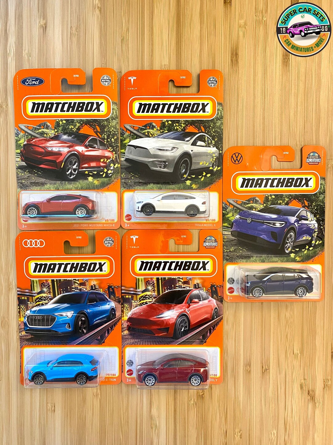5 ELECTRIC Cars Set Made by Matchbox • tesla Model X • 2021 Ford ...