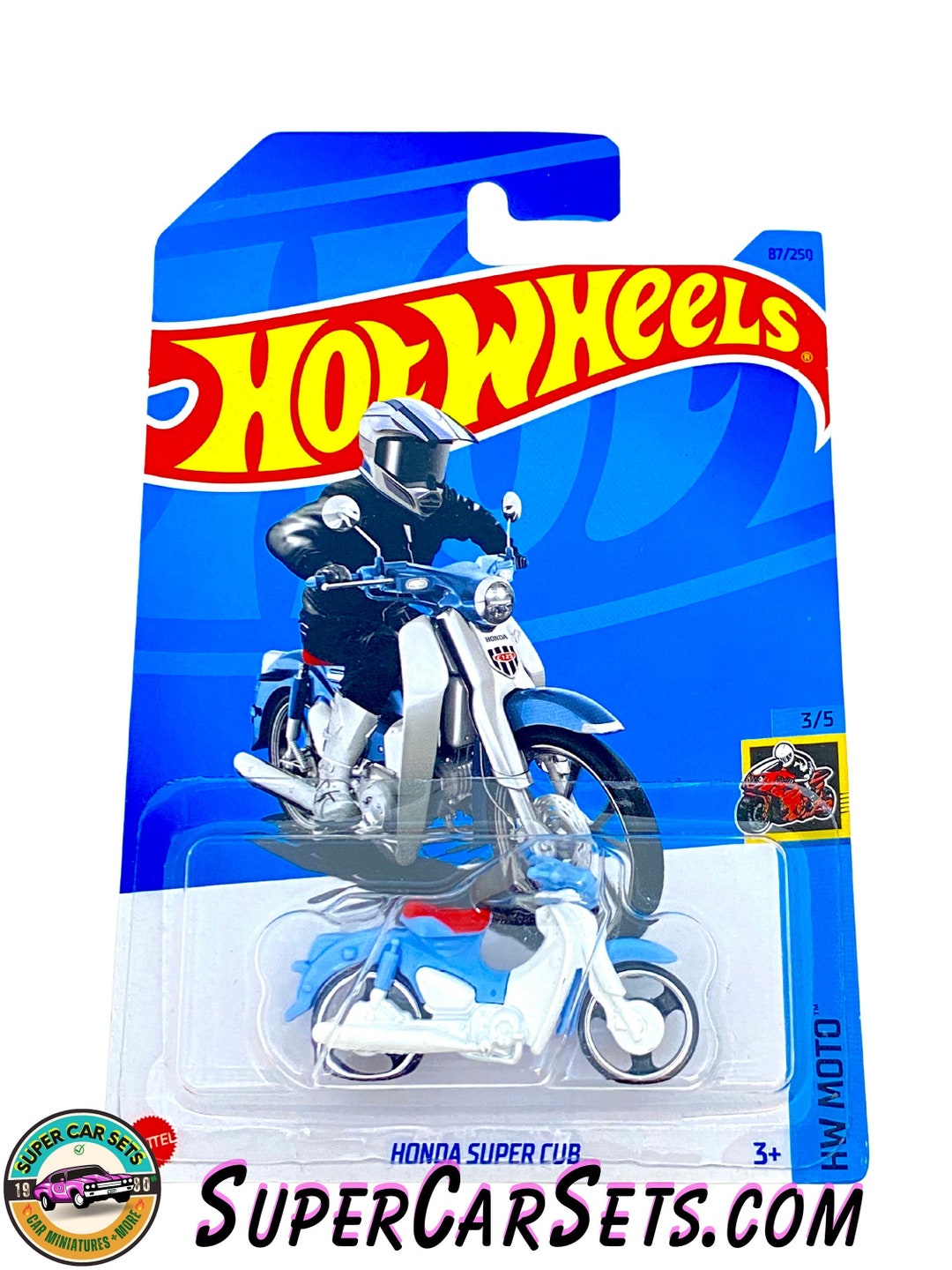 Honda Super Cub white and Blue Colour Hot Wheels HW Moto 2023 3/5 87/ ...
