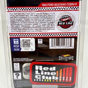 Hot Wheels RLC ’93 Ford Cobra R (including an Embroidered Patch and a ...