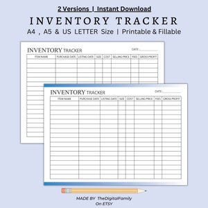 Inventory Tracker Printable Inventory Sheet Small Business - Etsy Canada