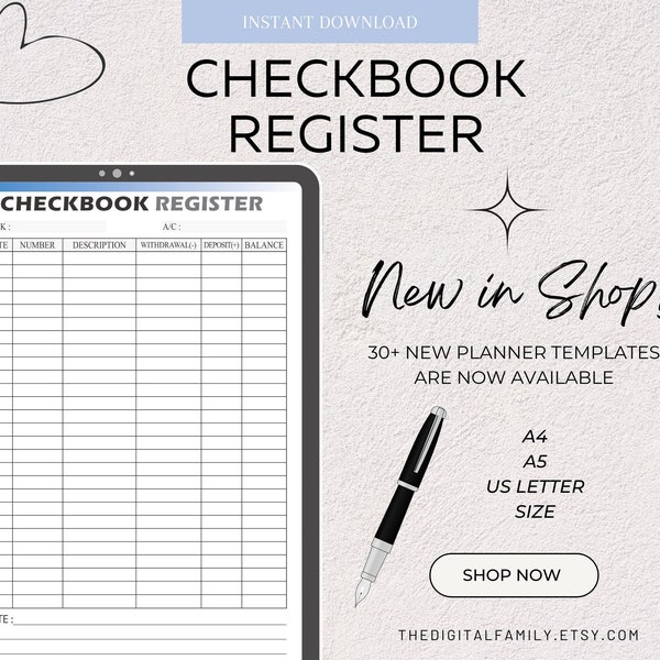 Checkbook Register - Etsy
