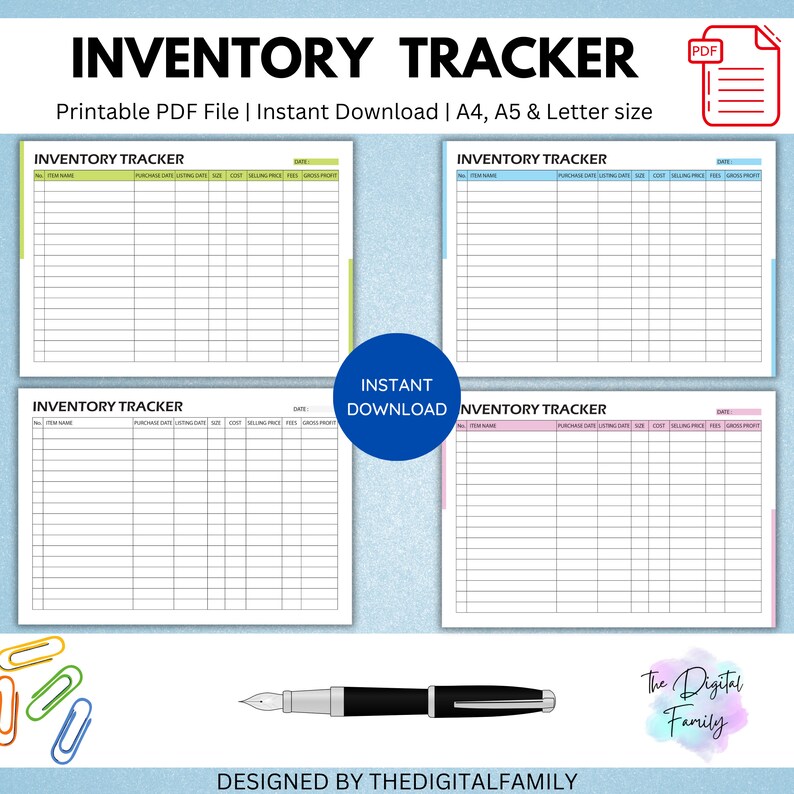 Inventory Tracker Printable, Inventory Sheet, Small Business, Inventory ...
