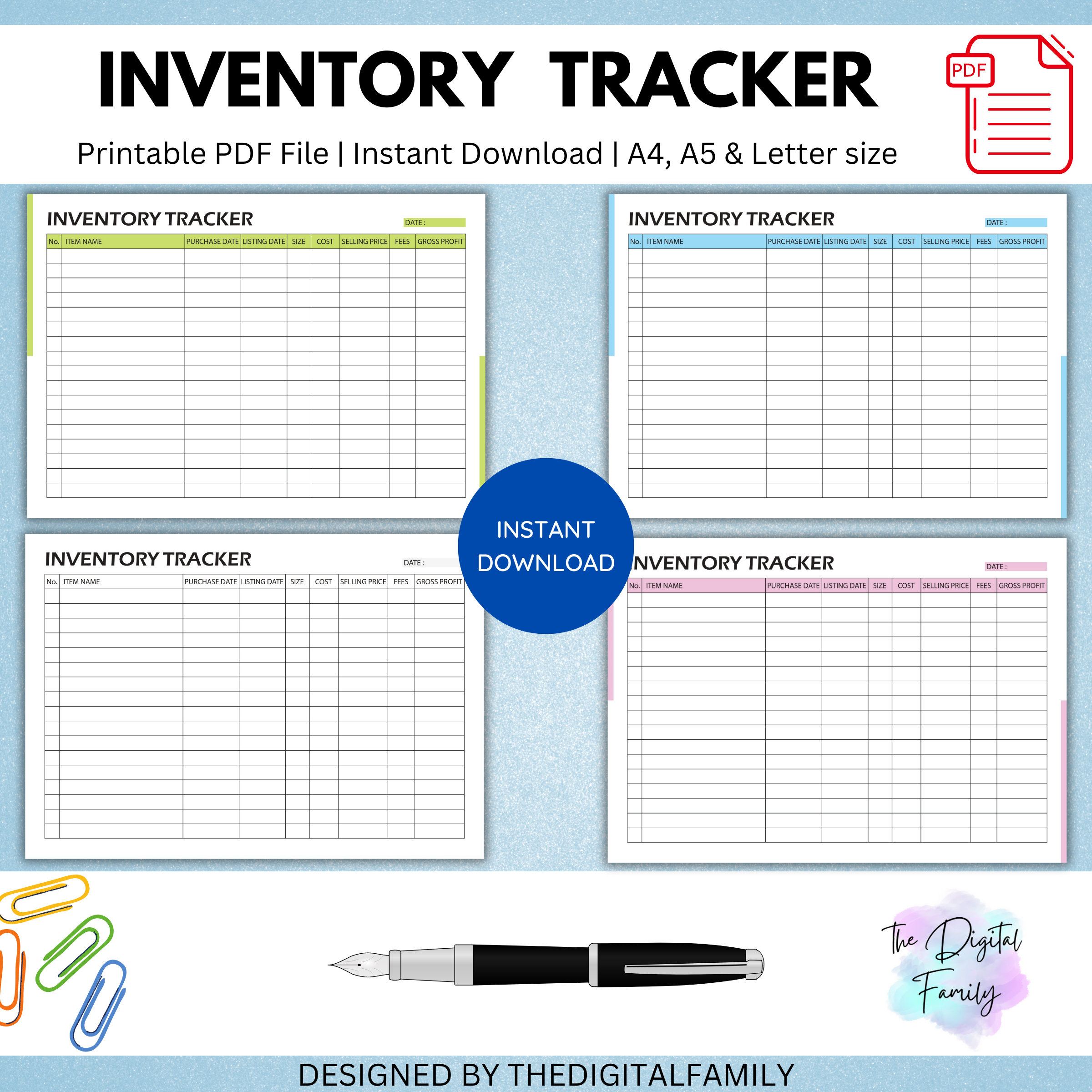 Inventory Tracker Printable, Inventory Sheet, Small Business, Inventory ...