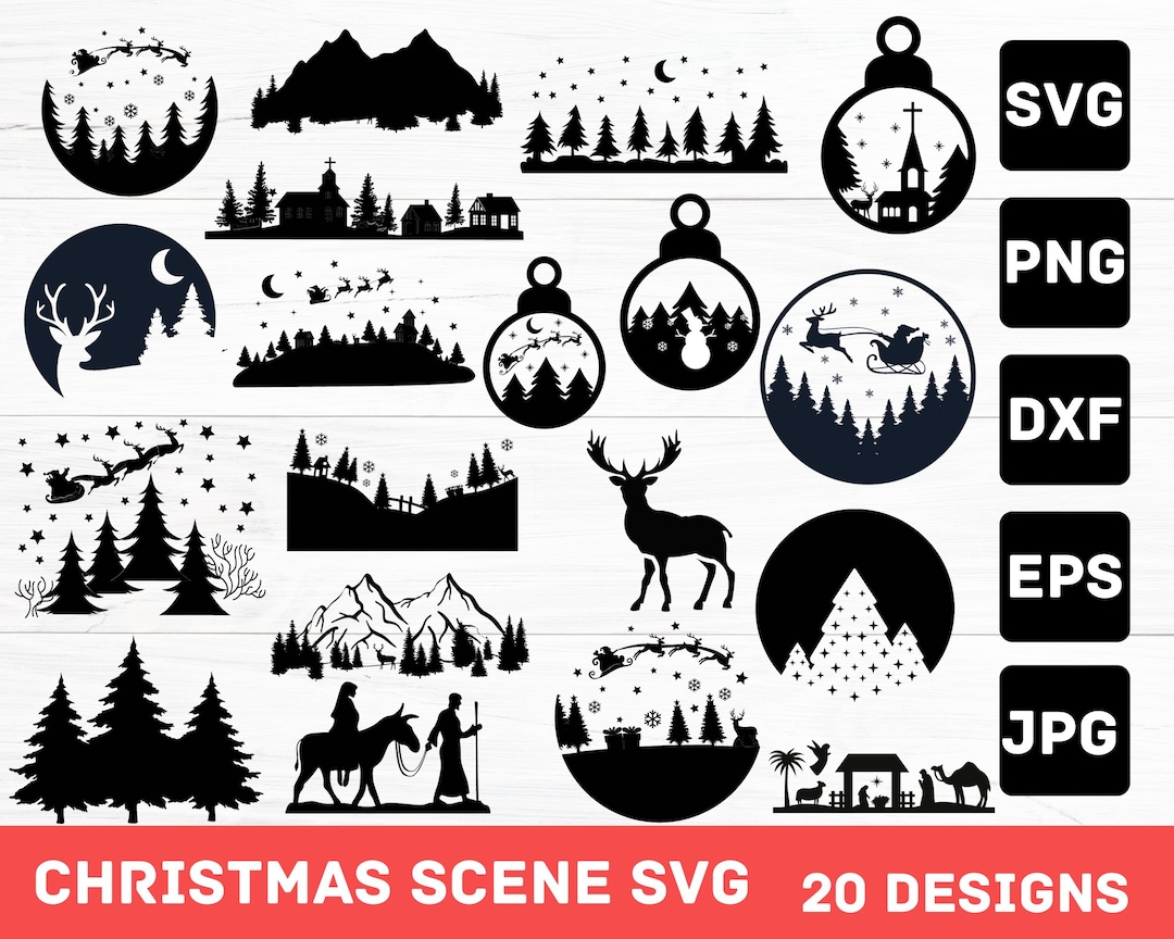 Winter Christmas Scene SVG, Winter Scene SVG, Magical Christmas Scene ...