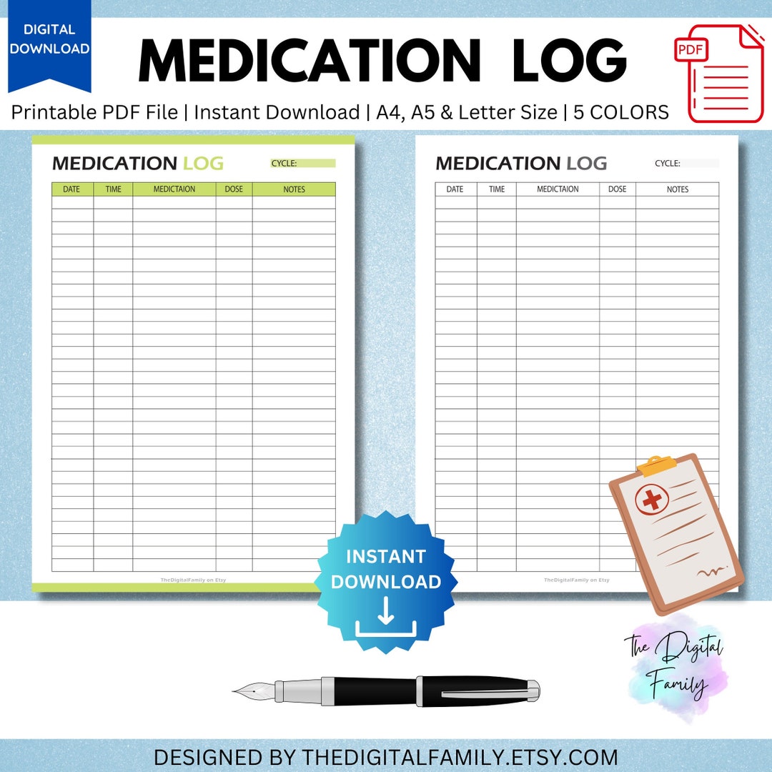 Printable Medication Tracker, Medication Log, Med Tracker, Medicine ...