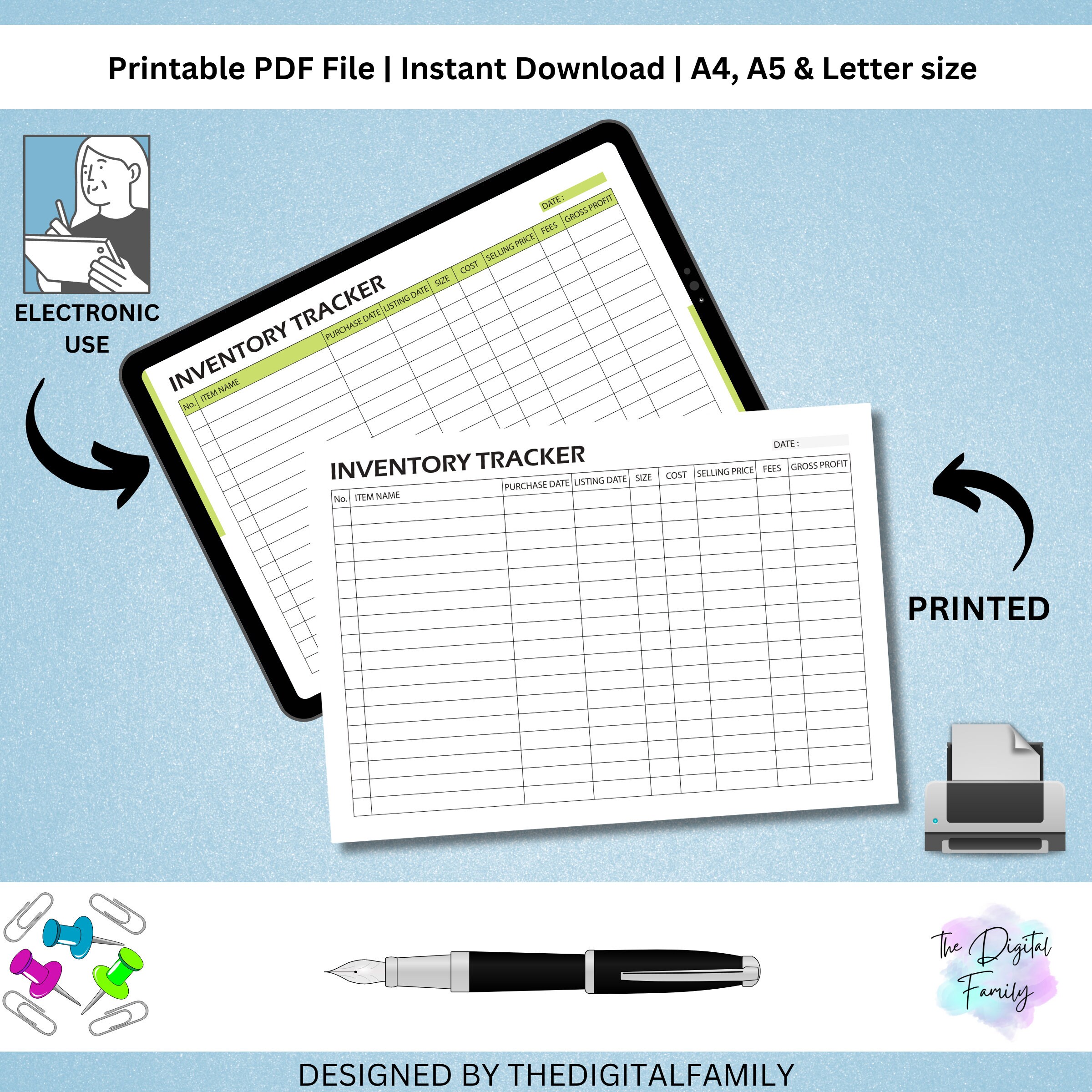 Inventory Tracker Printable, Inventory Sheet, Small Business, Inventory ...