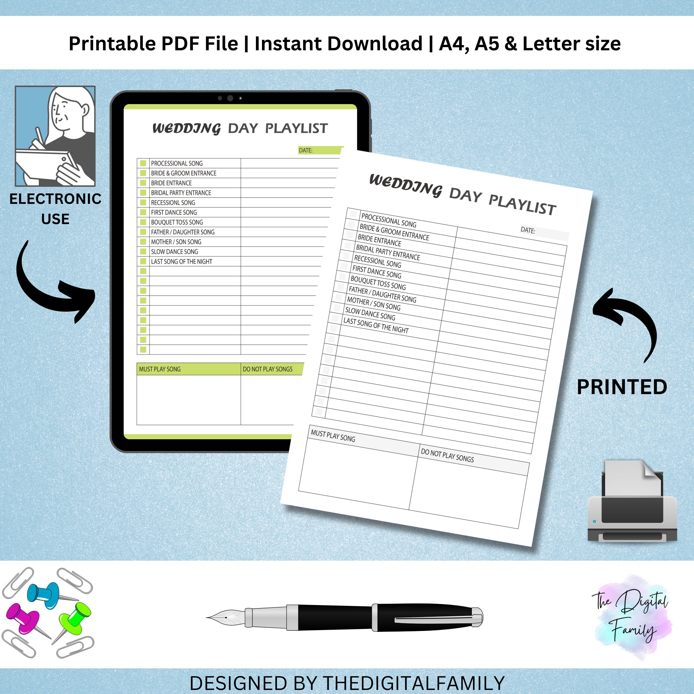 Printable Wedding Song List, Wedding Playlist, Wedding Music List, DJ ...