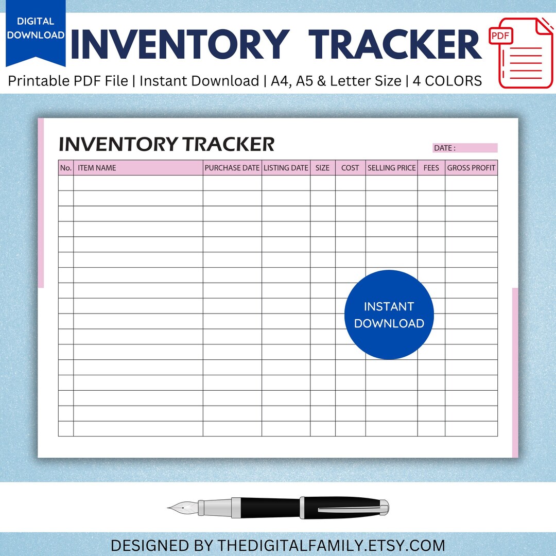 Inventory Tracker Printable, Inventory Sheet, Small Business, Inventory ...
