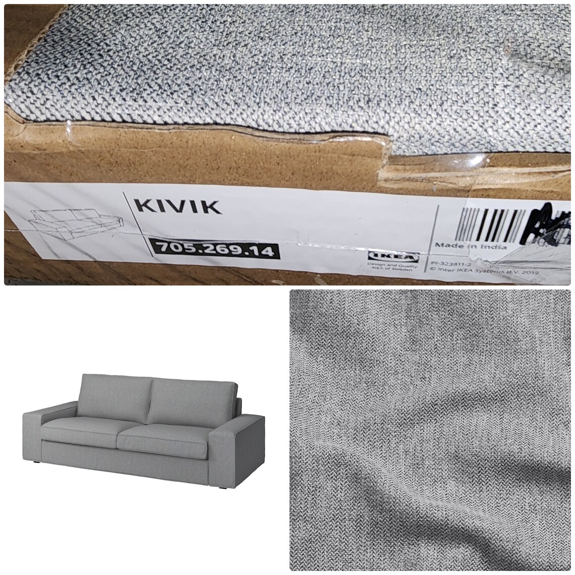 Ikea KIVIK 3-seat Sofa 89 3/4" COVER Only, Tibbleby Beige Gray 705.269. ...