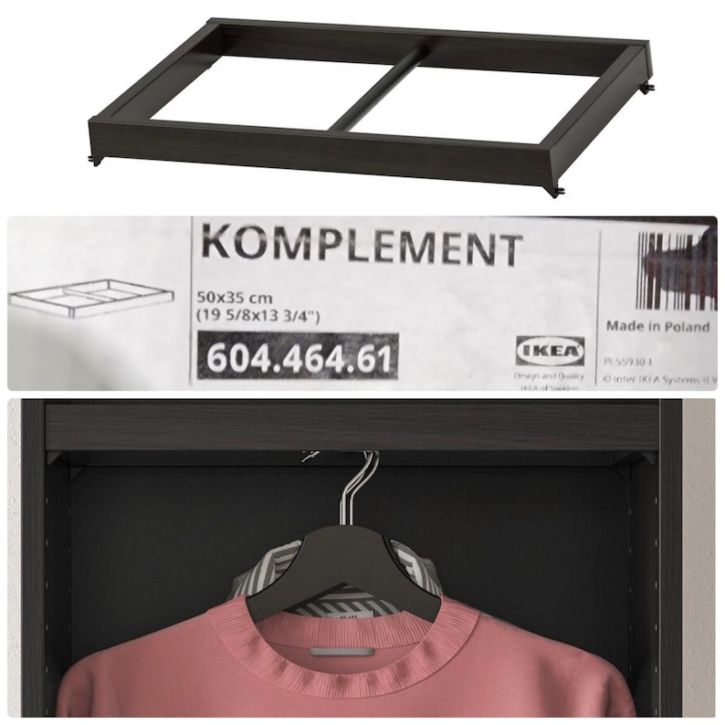 TWO (2X) IKEA KOMPLEMENT Clothes Rail 19 5/8x13 3/4 ", Black-brown 604.464.61 - Etsy