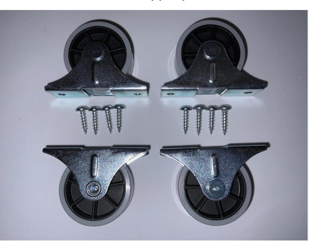 4 IKEA 40mm Caster Wheels, Fixed, Steel, Gray + 8 Screws Part # 111401 ...