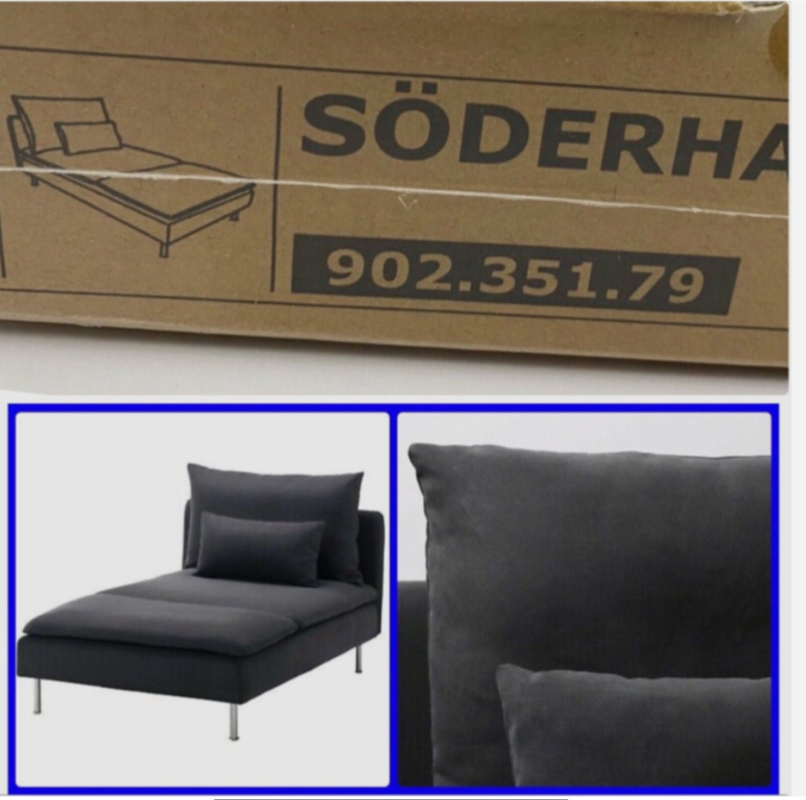 IKEA SODERHAMN Chaise Cover Lounge Slipcover Samsta Dark Gray 902.351. ...