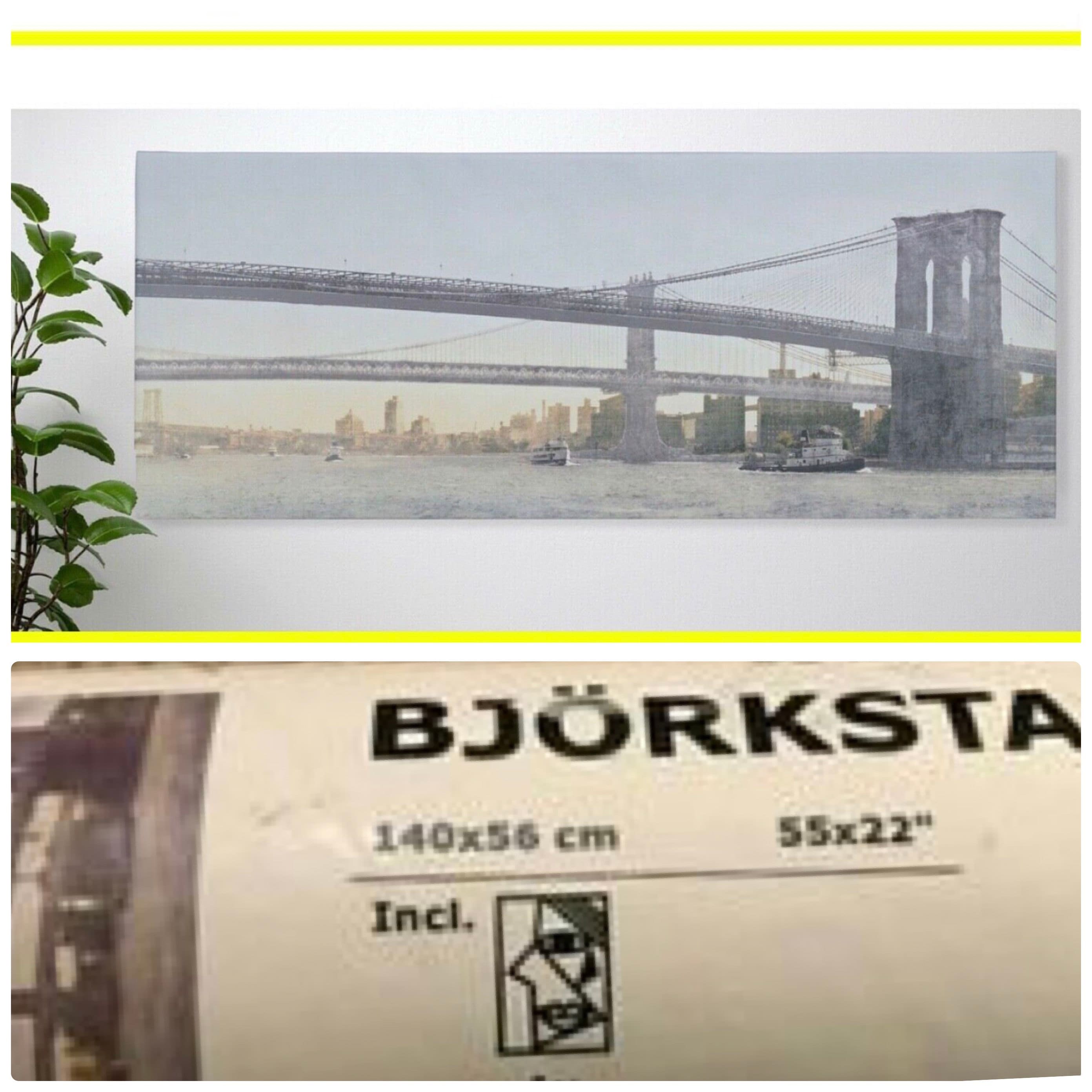 IKEA BJORKSTA Art Canvas Brooklyn Bridge 55x22" NYC - Etsy